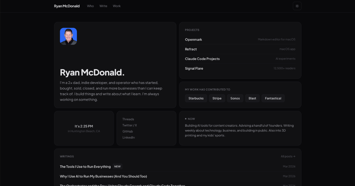 How I Built a Full Website With Claude Code in a Weekend — Ryan McDonald